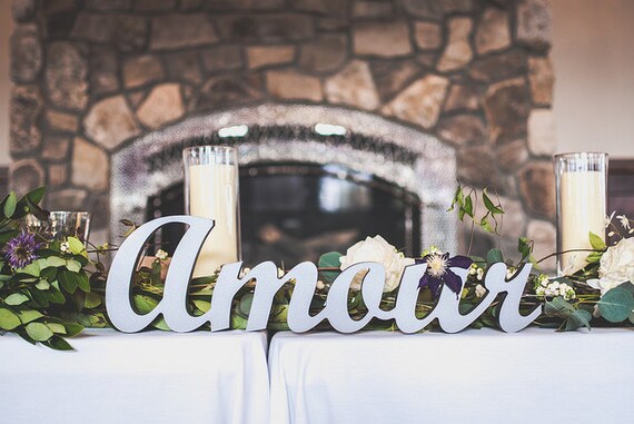 Amore Wedding Sign for Table Decor Freestanding Wooden Block | Etsy
