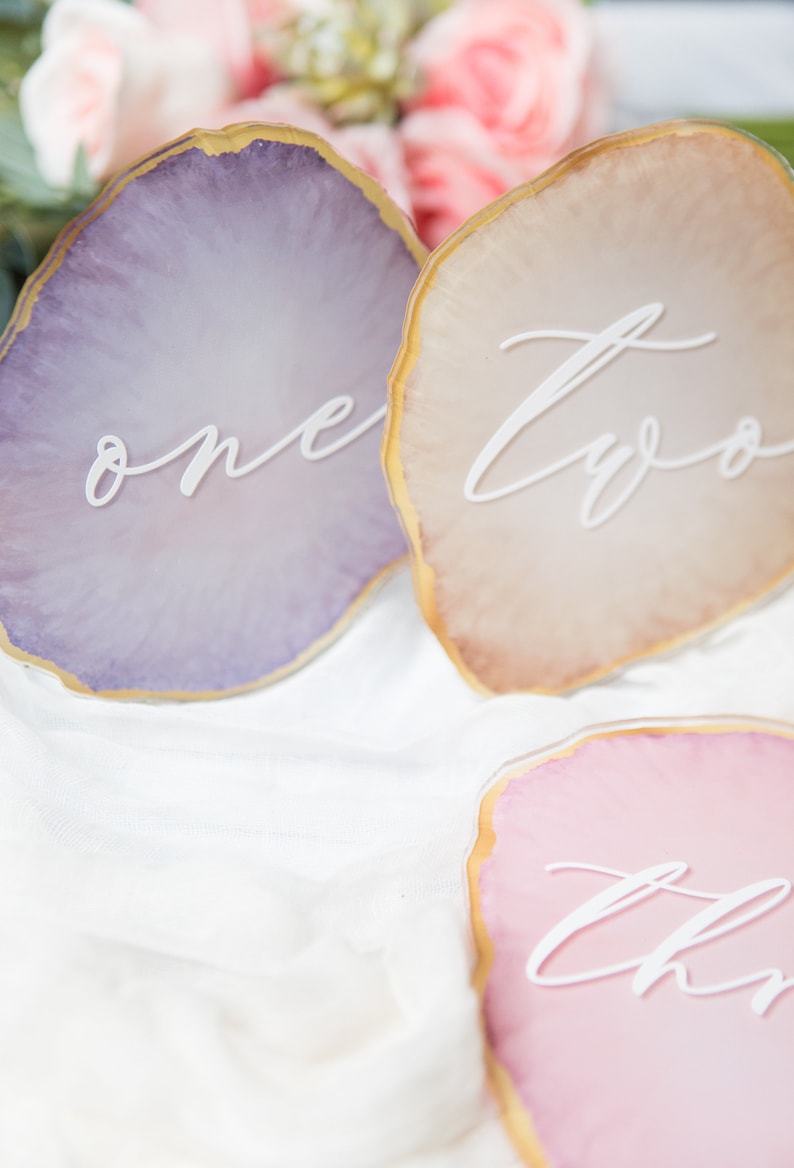 Wedding Wedding Table Numbers Geode Style Centerpiece Numbers - Etsy