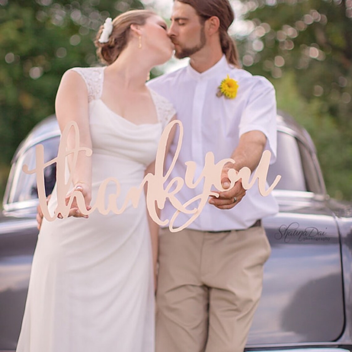 Gold Thank You Sign Wedding Photo Prop for DIY Thank You Card | Etsy