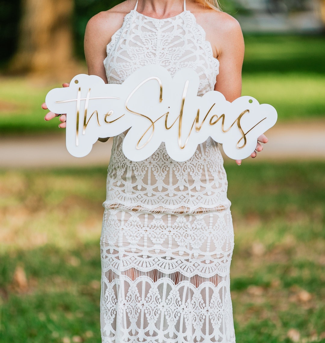 Wedding Name Sign Gold Acrylic Modern Last Name Sign for Wedding ...