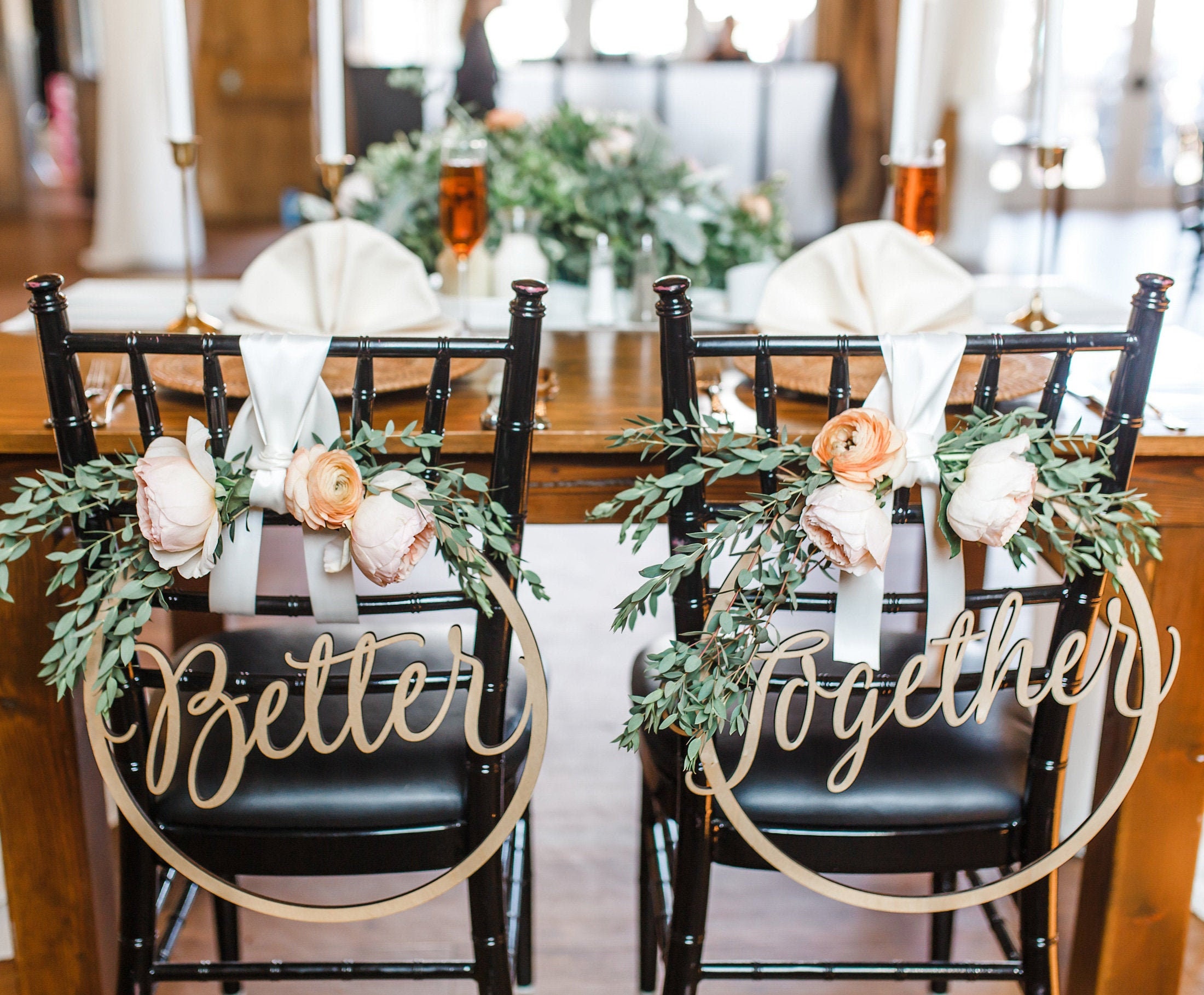 Better Together Decorative Wedding Chair Signs for Receptions Parties ...