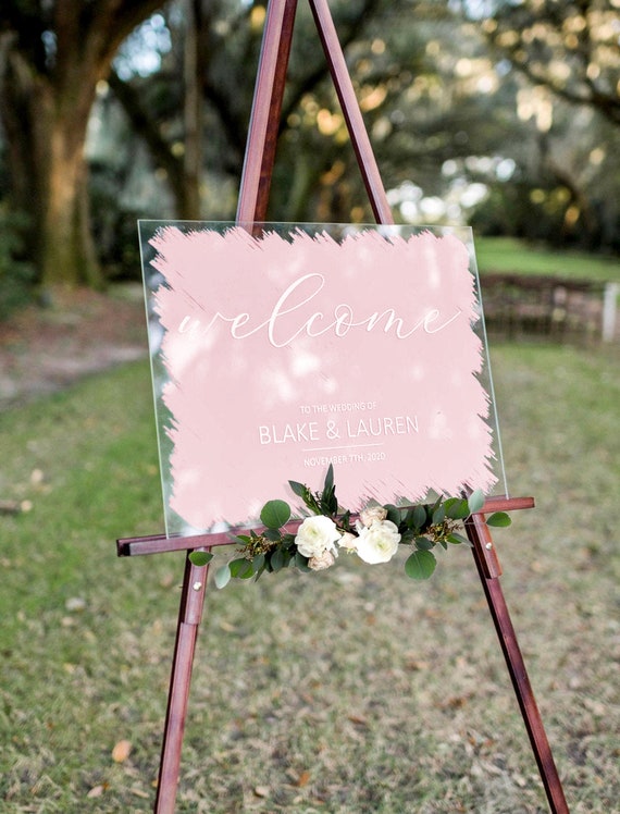 Wedding Welcome Sign Clear Acrylic Painted Background - Etsy