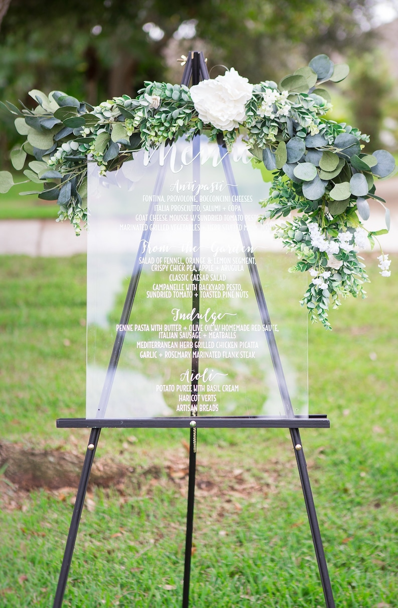 Custom Wedding Menu Sign Clear Painted for Wedding Display - Etsy