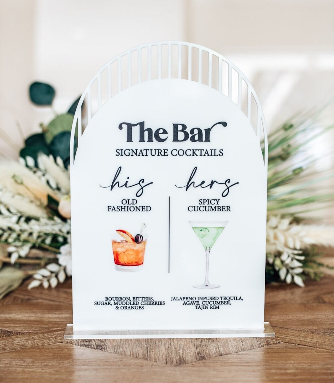 Wedding Bar Sign Modern Midcentury Signature Drinks Bar Sign Acrylic ...
