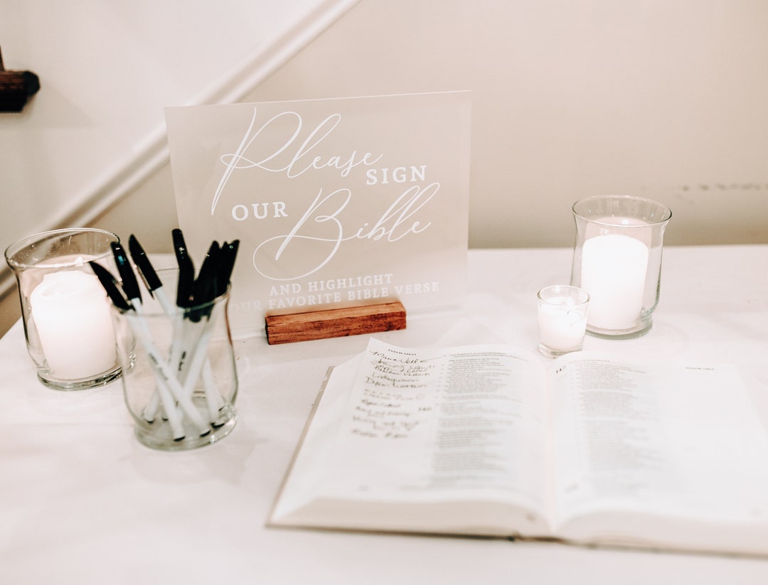 Guest Book Bible Sign Clear Frosted Acrylic Sign for Wedding, Clear ...