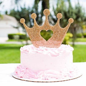 Cake Topper Princess Crown Birthday, Gold Glitter Girls' Birthday Party ...