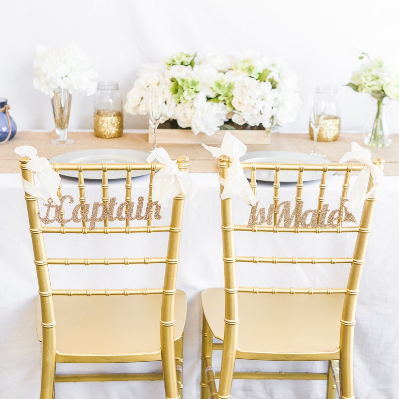 Wedding Chair Signs Nautical Wooden Captain & First Mate | Etsy