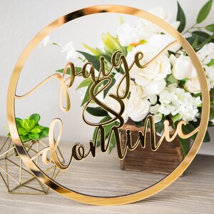 Wedding Ring Sign With Names, Personalized Wedding Sign Hoop Style ...
