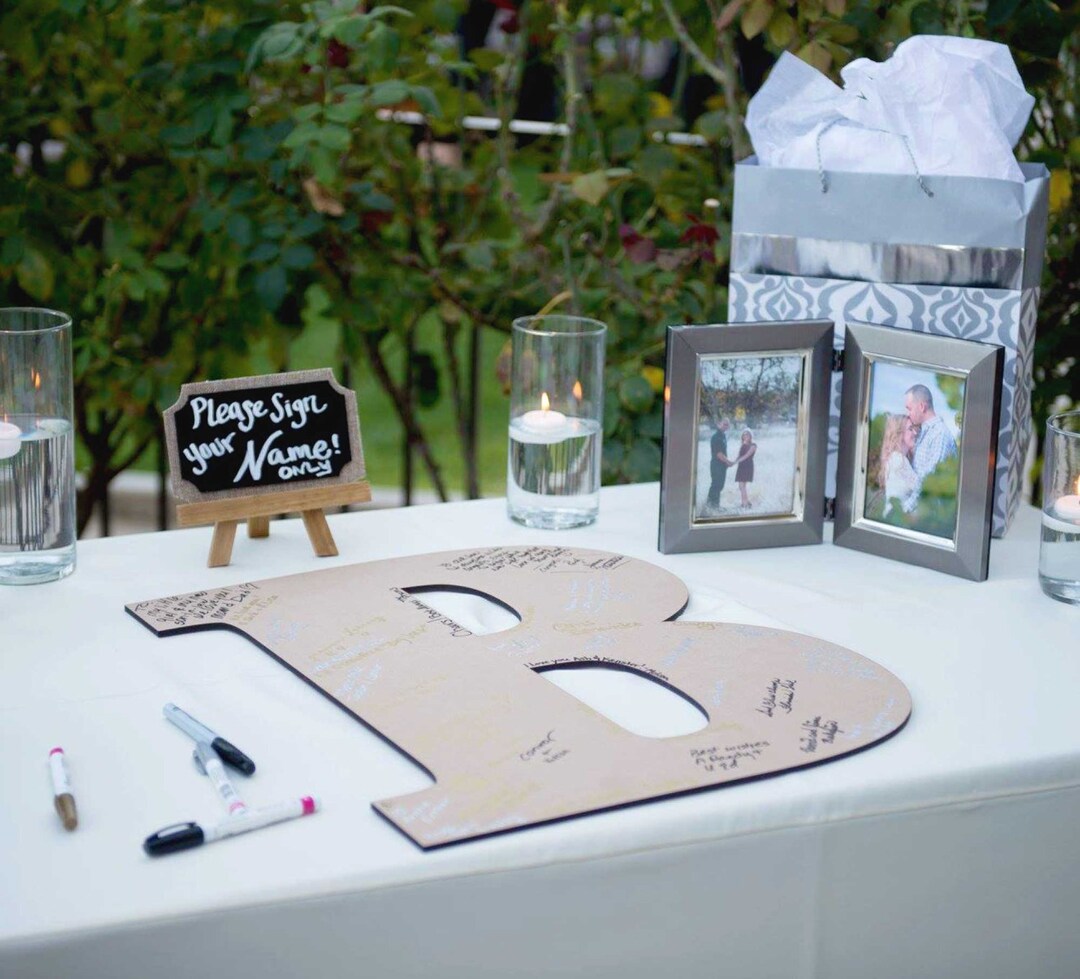 Wedding Monogram Guest Book Letter Sign - 22" Large Wooden Letter for ...