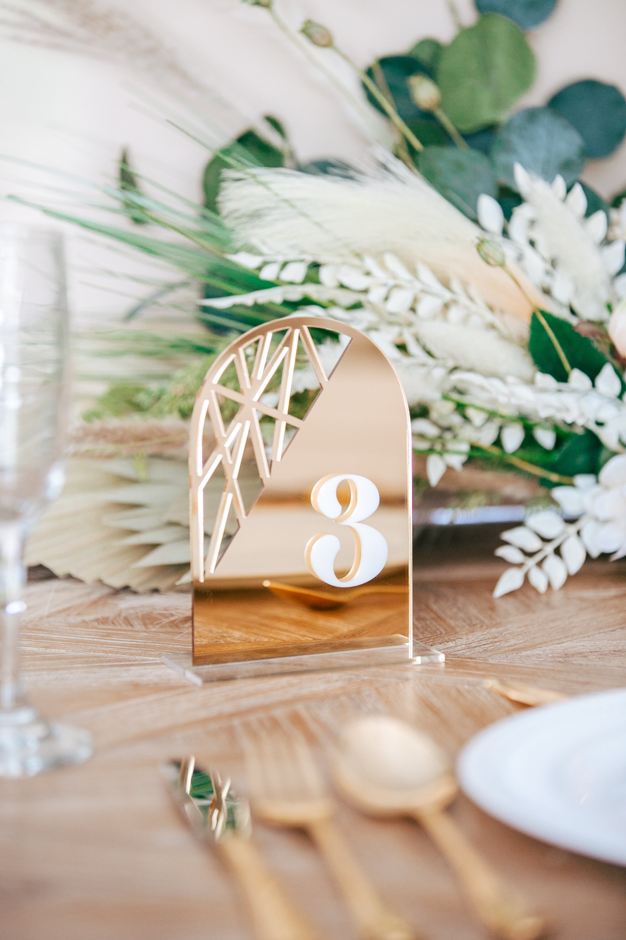 Gold Arch Table Numbers Wedding Geometric Modern Party Event - Etsy