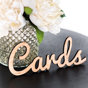 Card Sign for Wedding in Wood for Party Table "cards" Wooden Rustic ...