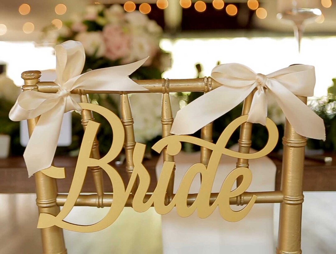 Bride and Groom Chair Signs for Wedding, Hanging Chair Signs Wooden ...