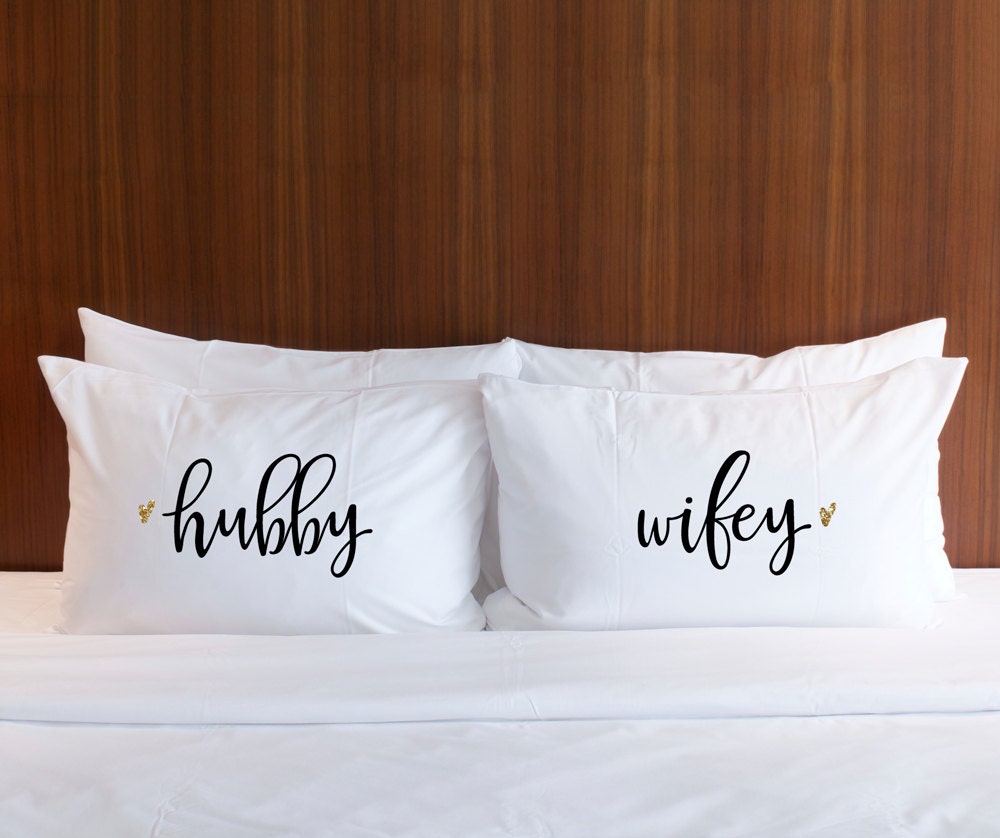 Pillowcases Wedding Gift Couples Gift Hubby and Wifey Couples - Etsy