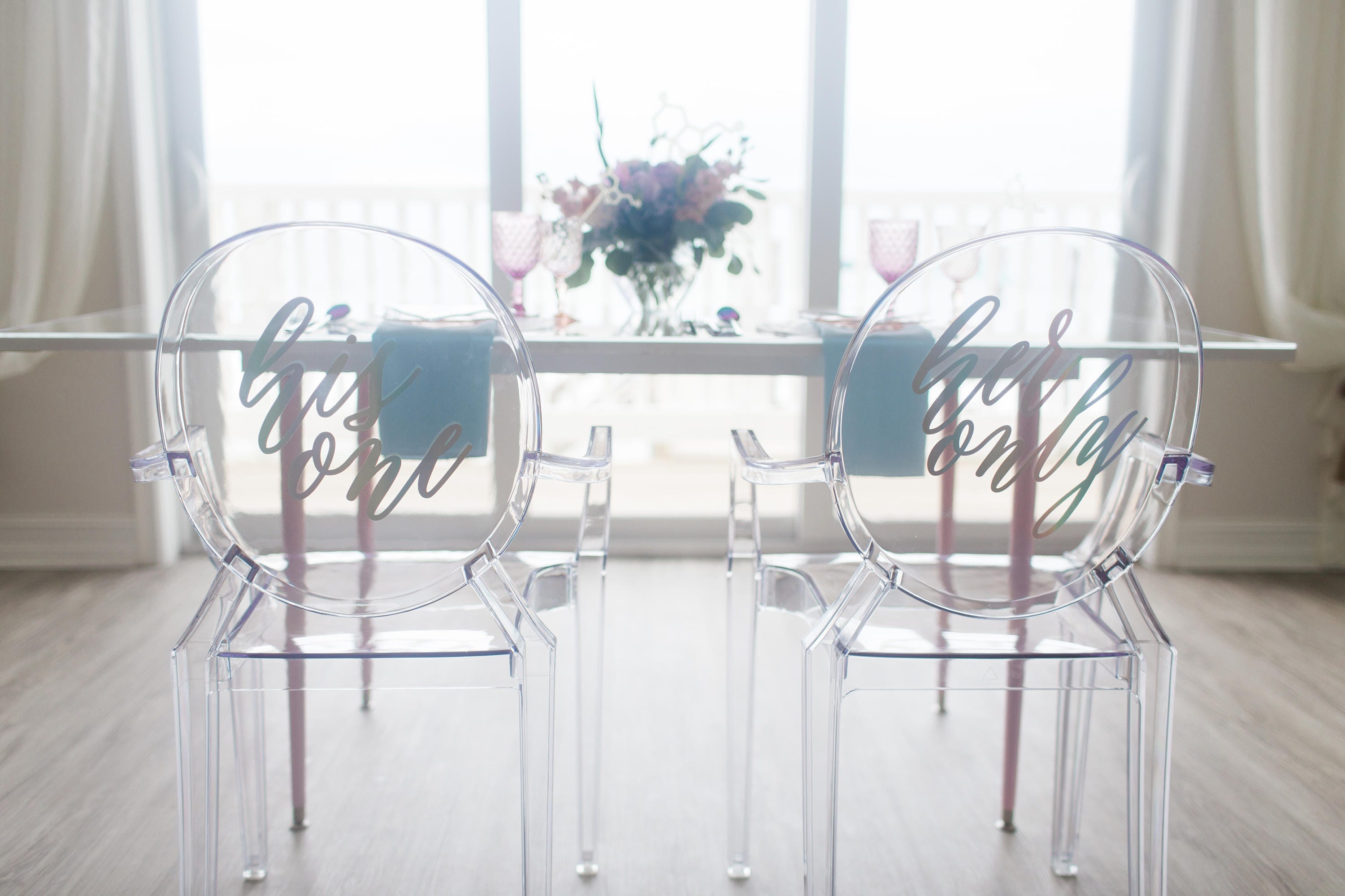 Wedding Chair Decal Stickers Iridescent Clear Ghost Wedding - Etsy