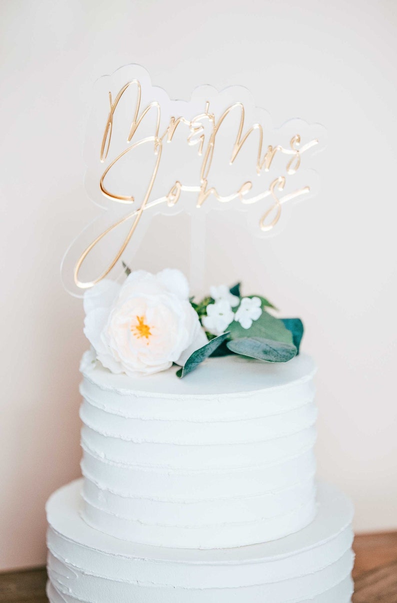 Wedding Cake Topper Name Cake Topper Last Name Gold Clear Acrylic ...