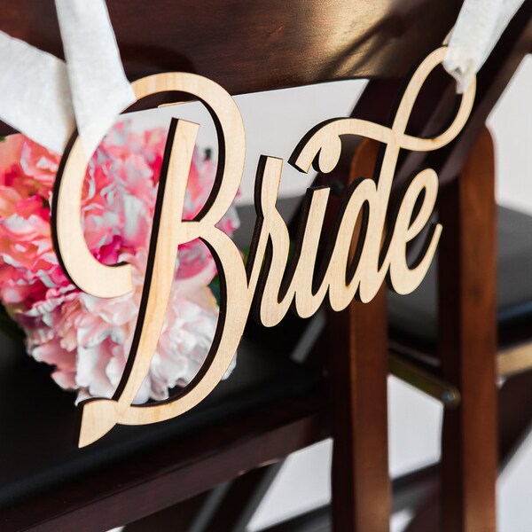 Bride and Groom Chair Signs - Etsy