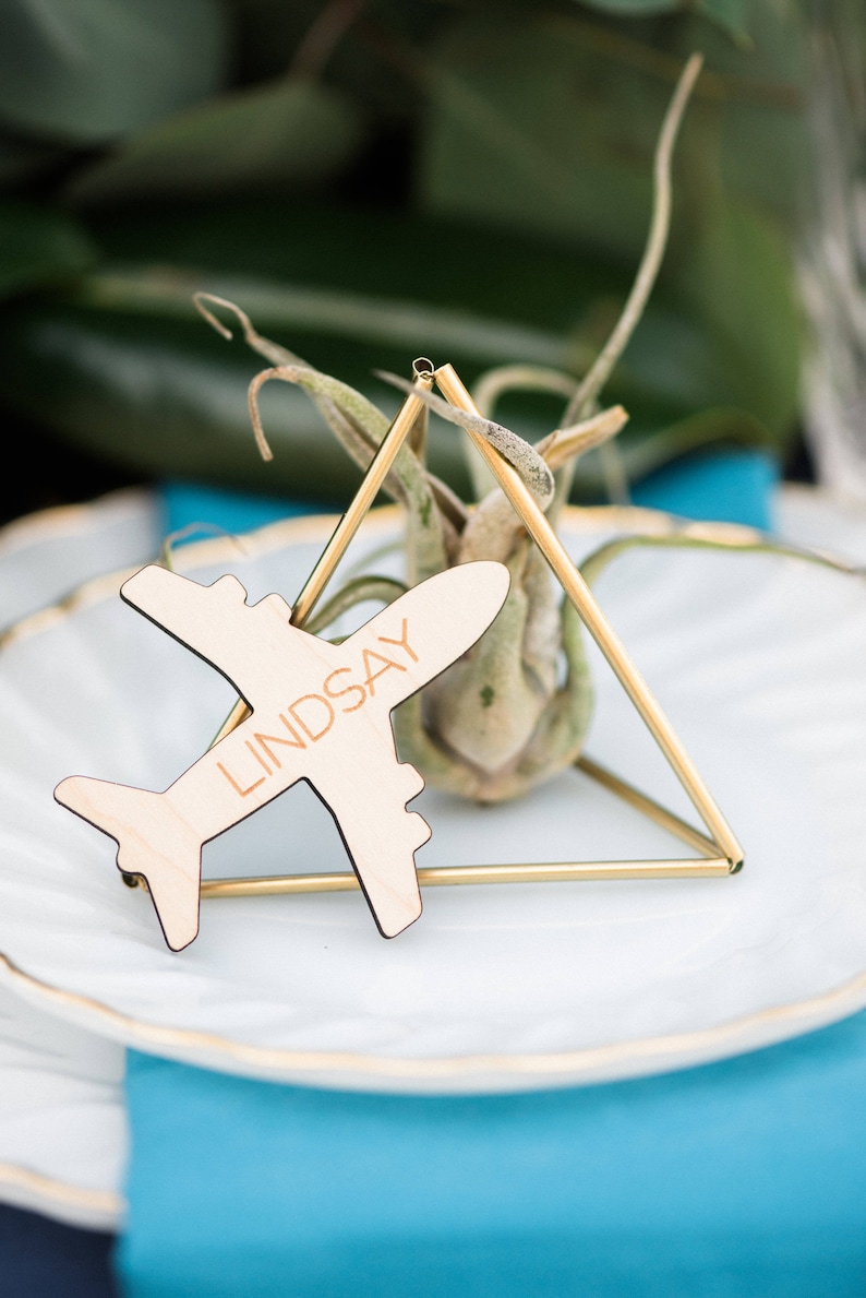 Airplane Place Cards for Wedding or Party Wooden Engraved - Etsy