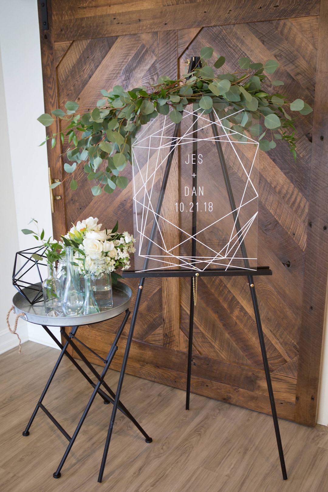 Wedding Sign Clear Glass Look Acrylic Wedding Sign Sign, Geometric ...