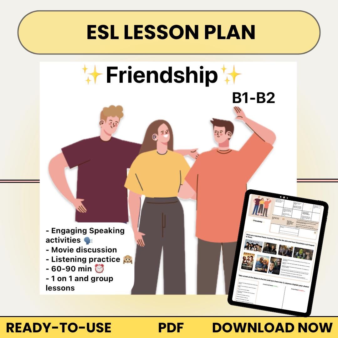 Friendship | B1-B2 | | PDF LESSON | Worksheet | Ready to Use | Save ...