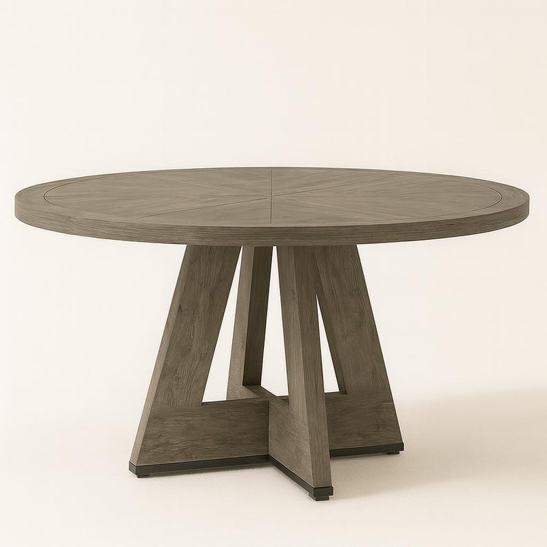 Modern Round Dining Table | Solid Wood Pedestal Table | Stylish Kitchen ...