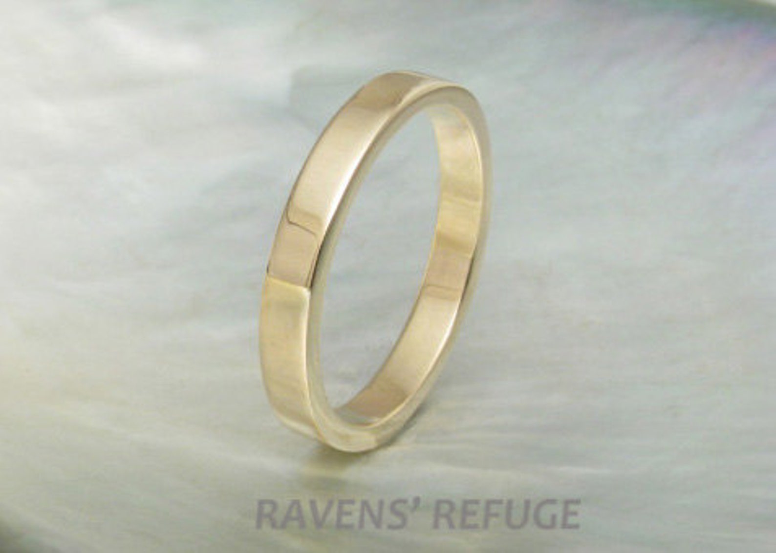 3mm Flat Wedding Band / Simple Wedding Ring in 14k Gold - Etsy