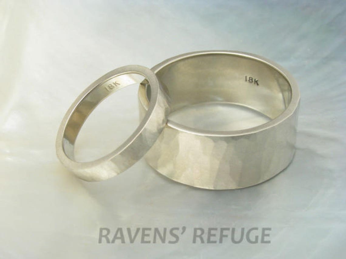 Matte White Gold Ring / Wedding Band Organic and Rustic in - Etsy