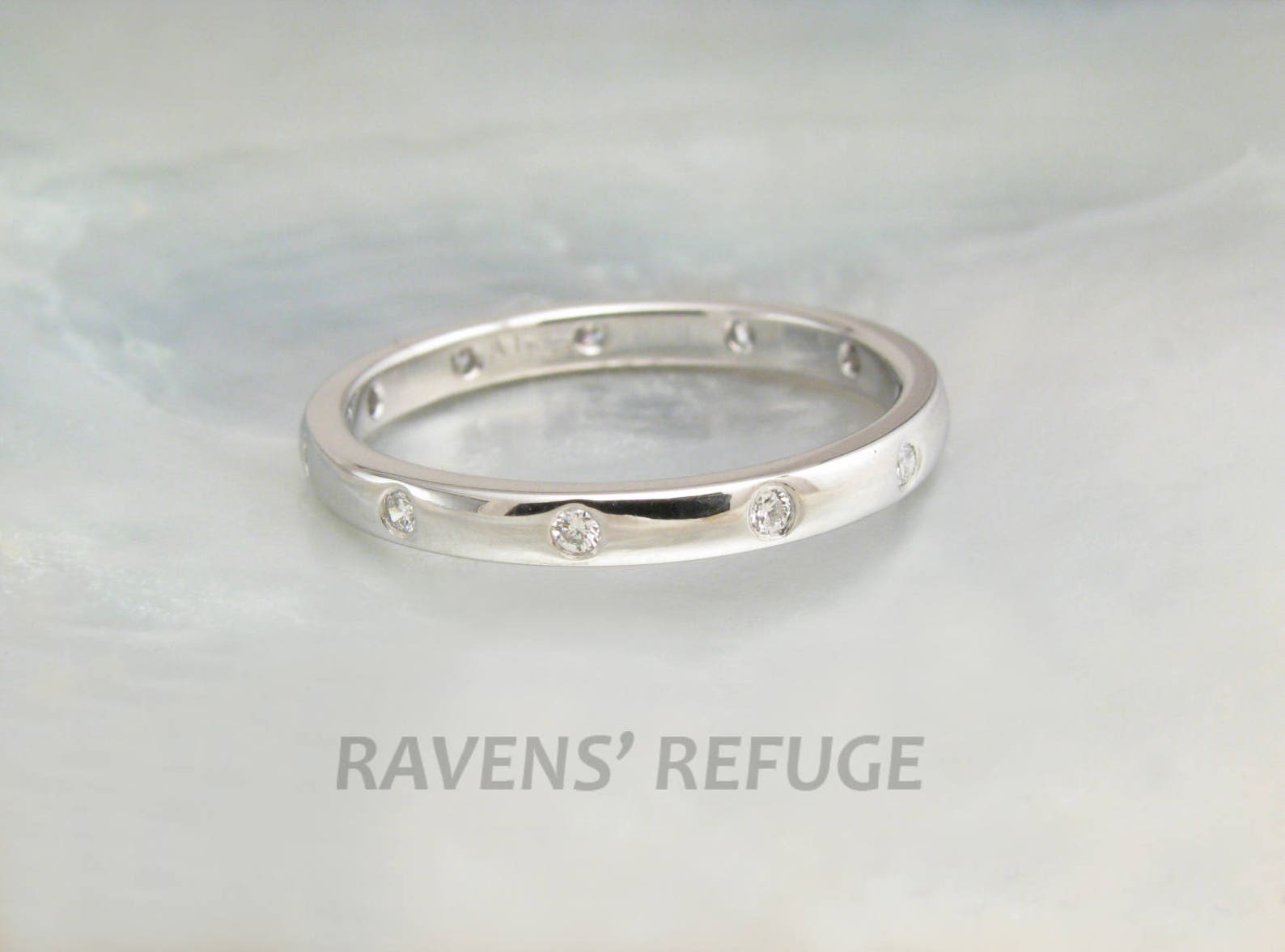 Diamond Platinum Anniversary Band / Wedding Ring Burnish Set - Etsy