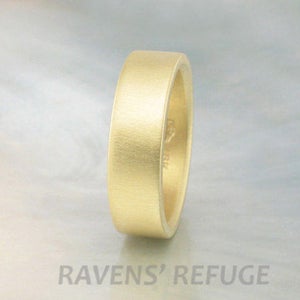 Flat Gold Wedding Ring -- Simple 6mm Pipe Band Made of 18k Recycled ...