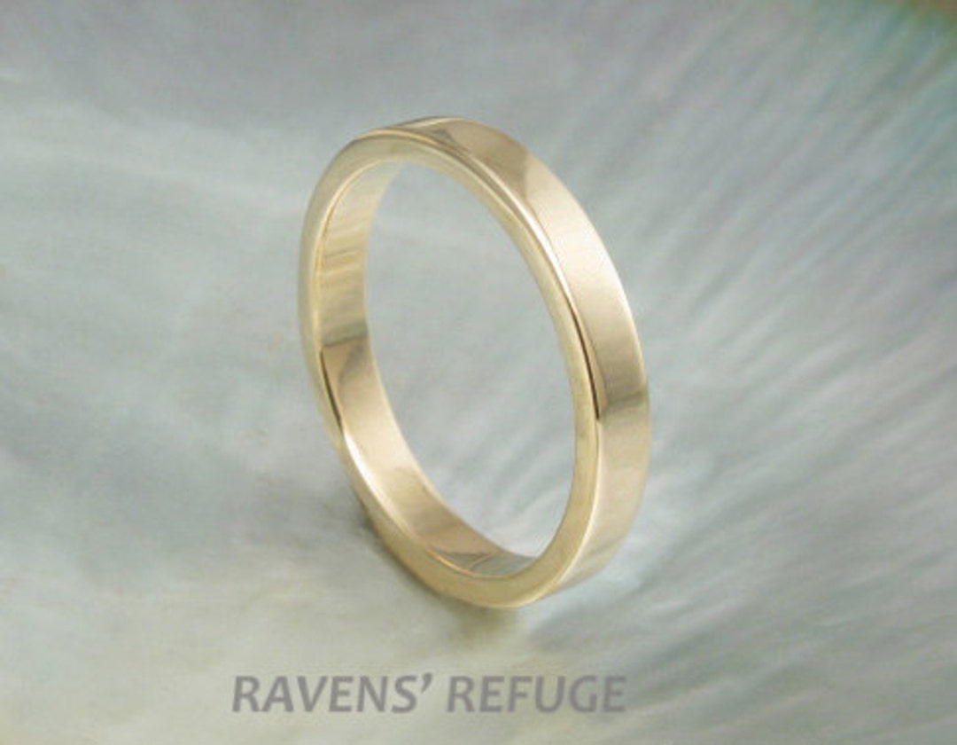 3mm Flat Wedding Band / Simple Wedding Ring in 14k Gold - Etsy