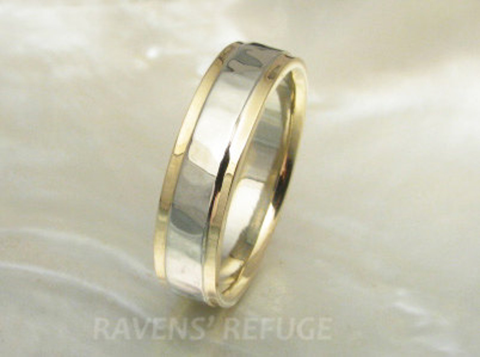 Custom Two Tone Wedding Band Set 5mm And 6mm Hammered Wedding Rings Custom Two Tone Wedding Band Set 5mm And 6mm Hammered Wedding Rings