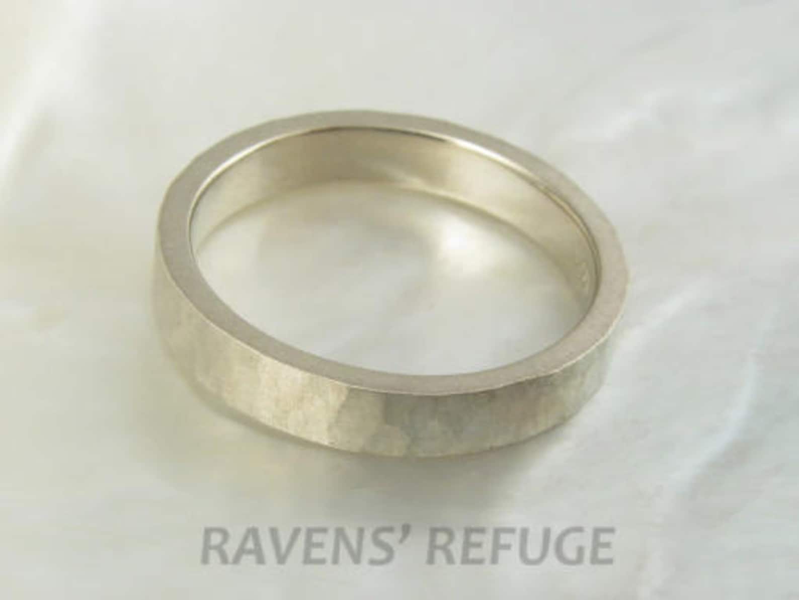 Matte White Gold Ring / Wedding Band Organic and Rustic in - Etsy