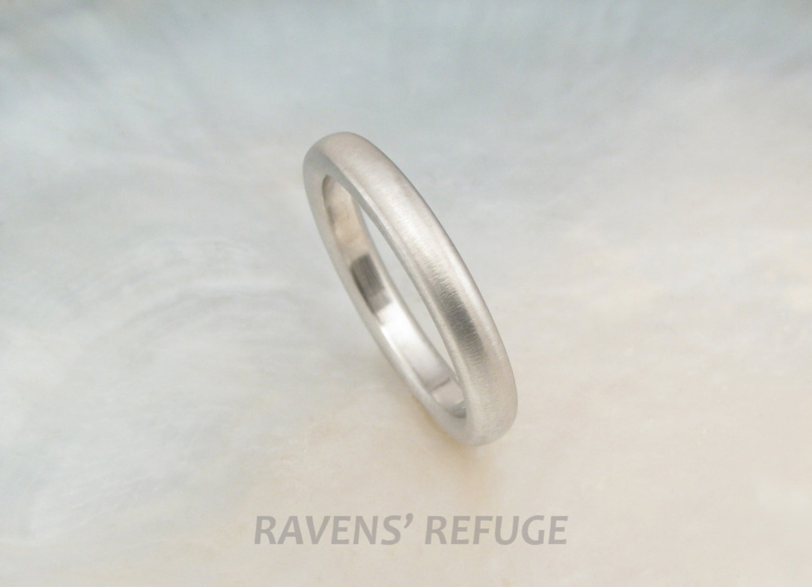 Traditional Platinum Wedding Band -- 3mm Domed Wedding Ring With Matte ...