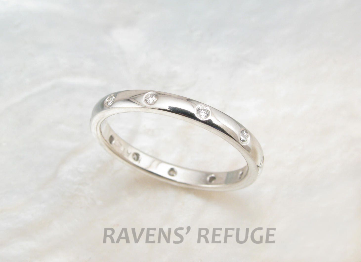 Diamond Platinum Anniversary Band / Wedding Ring Burnish Set | Etsy
