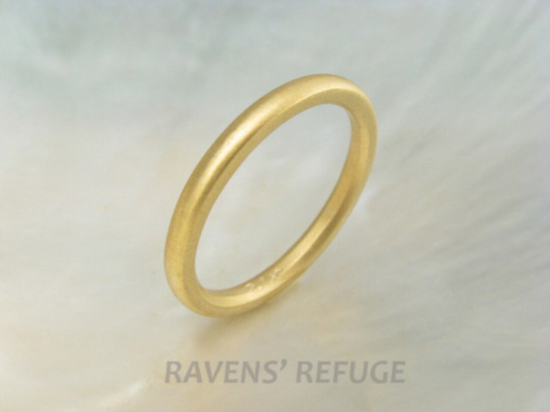 21k Yellow Gold Domed Wedding Band / Stacking Ring, 2mm Classic Half ...