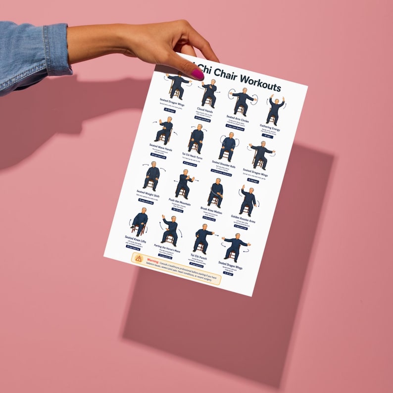 Printable Tai Chi Chair Workouts for Seniors, Tai Chi Exercise Chart ...