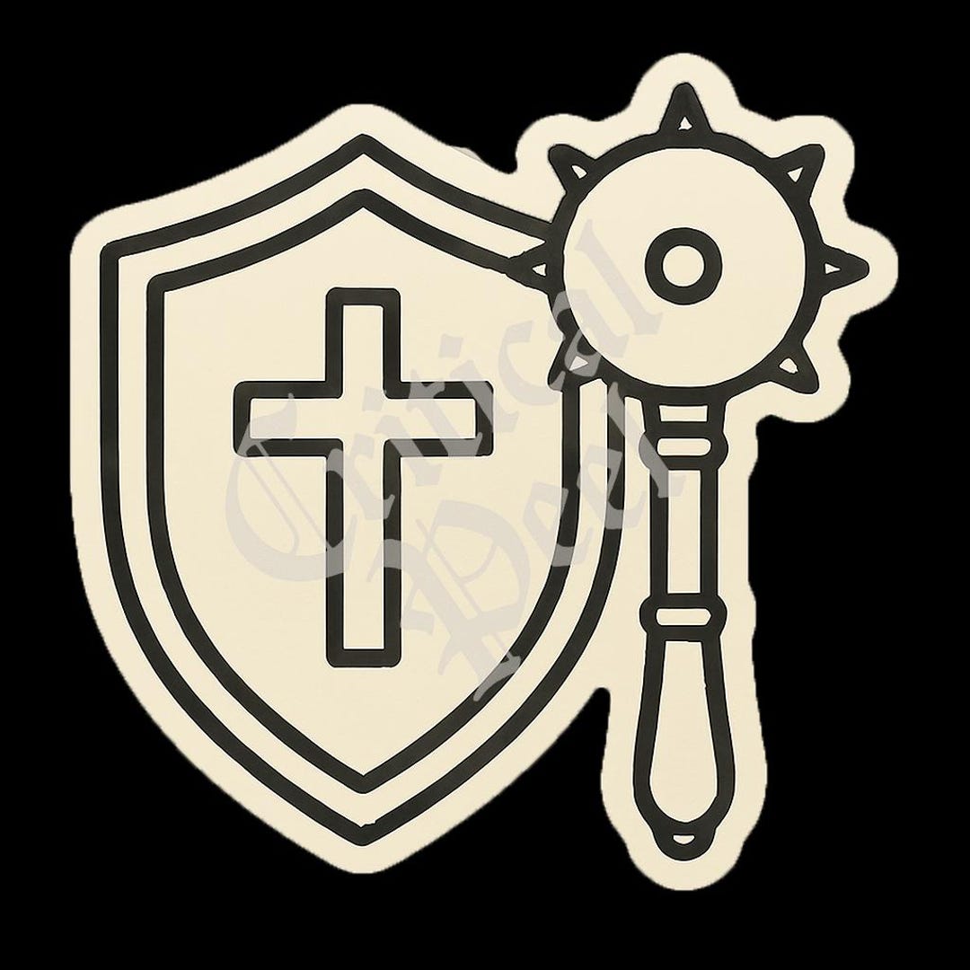 Dnd Cleric Sticker | Line Art Mace and Shield | Minimal RPG Vinyl Decal ...