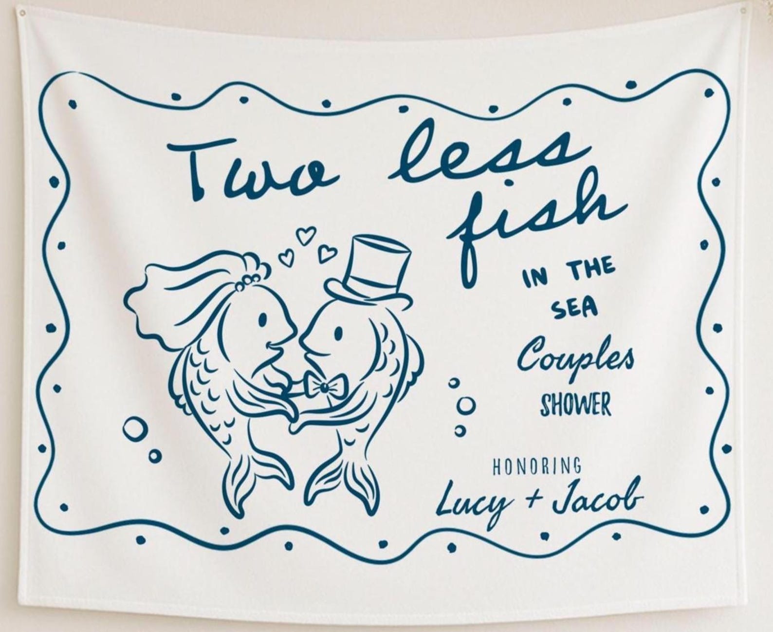 Two Less Fish in the Sea Bridal Shower Backdrop: Fishing Couple Decor ...