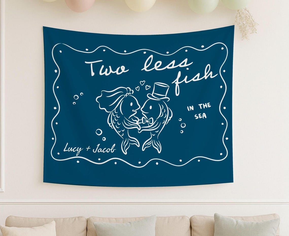 Two Less Fish in the Sea Bridal Shower Backdrop: Fishing Couple Decor ...