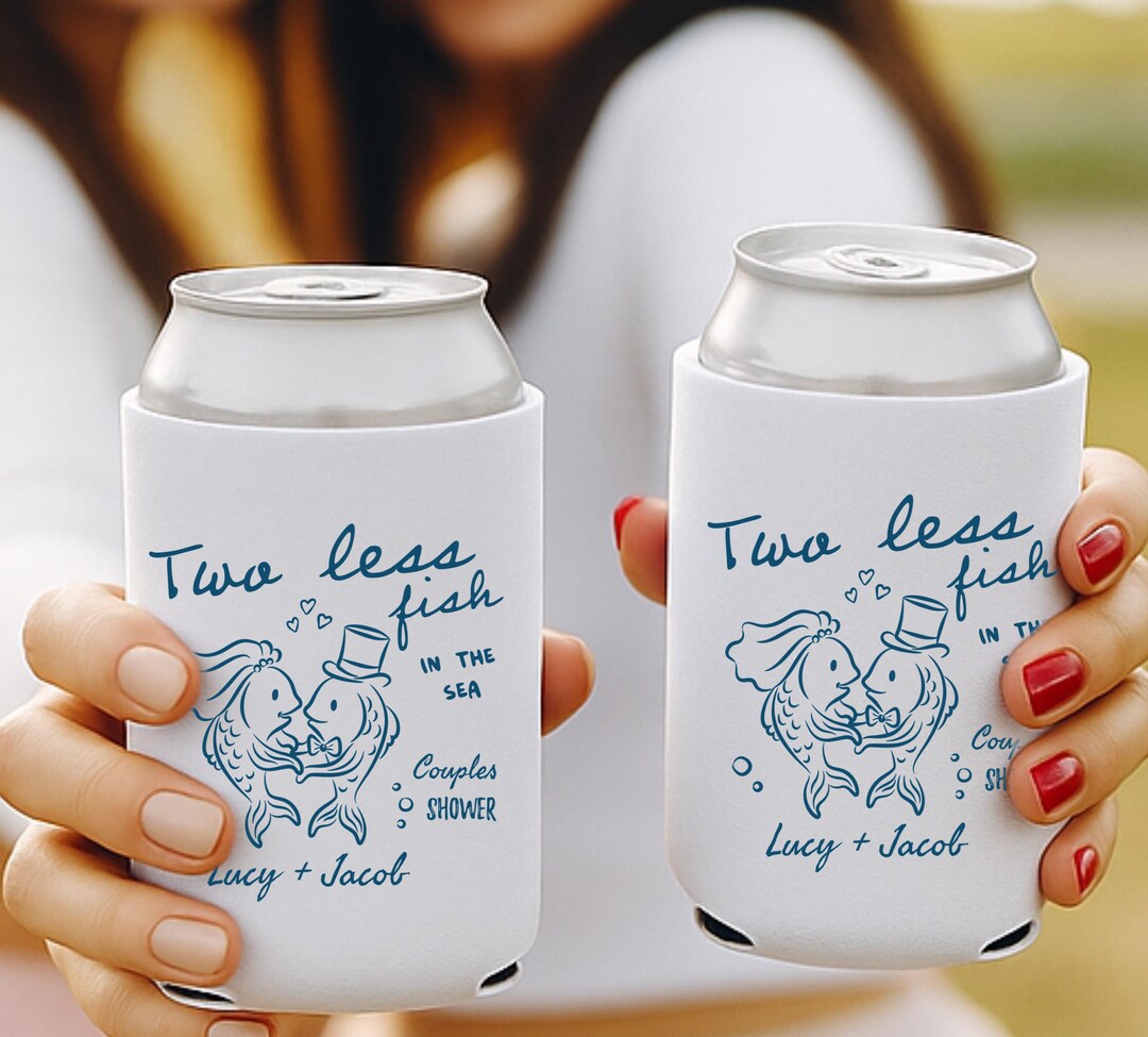 Fishing Wedding Can Coolers: Two Less Fish in the Sea, Custom Bridal ...