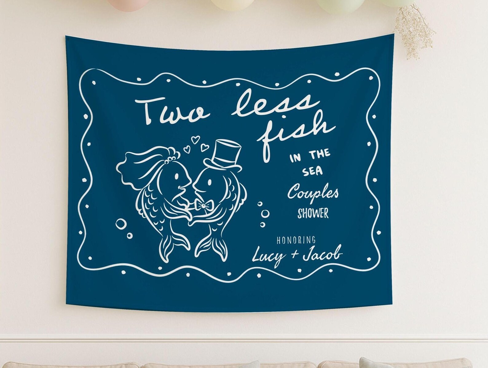 Two Less Fish in the Sea Bridal Shower Backdrop: Fishing Couple Decor ...