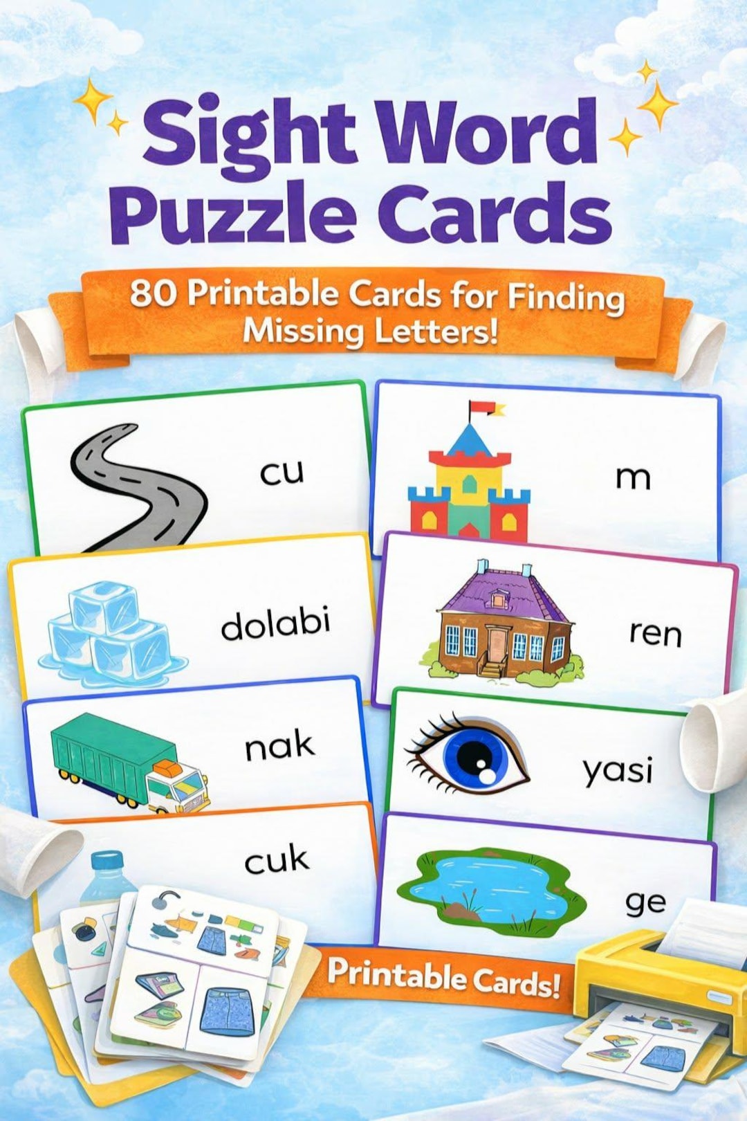 Turkish Sight Word Puzzle Cards | Early Literacy Game (digital Download ...