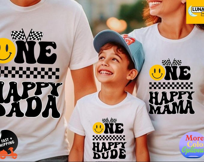 One Happy Dude Birthday Shirts, 1st Birthday, Smiley Face Matching ...