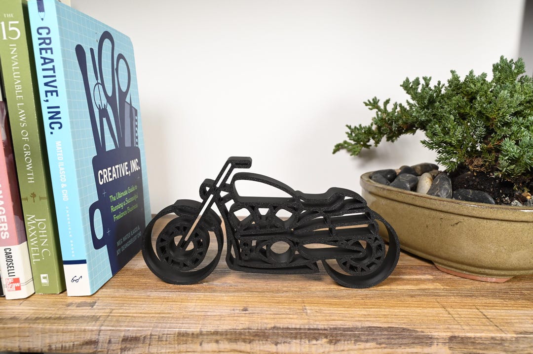 Harley Davidson Line Art: Motorcycle Desk Decor, Matte Black Finish - Etsy