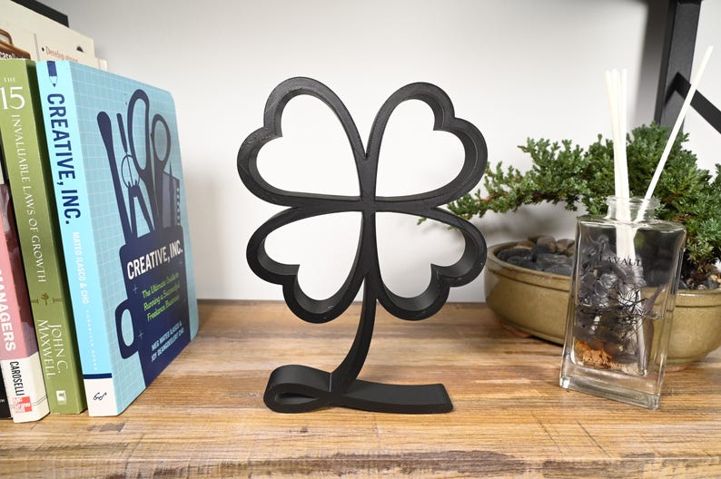Minimalist Shamrock Line Art: Lucky Clover Desk Decor - Etsy