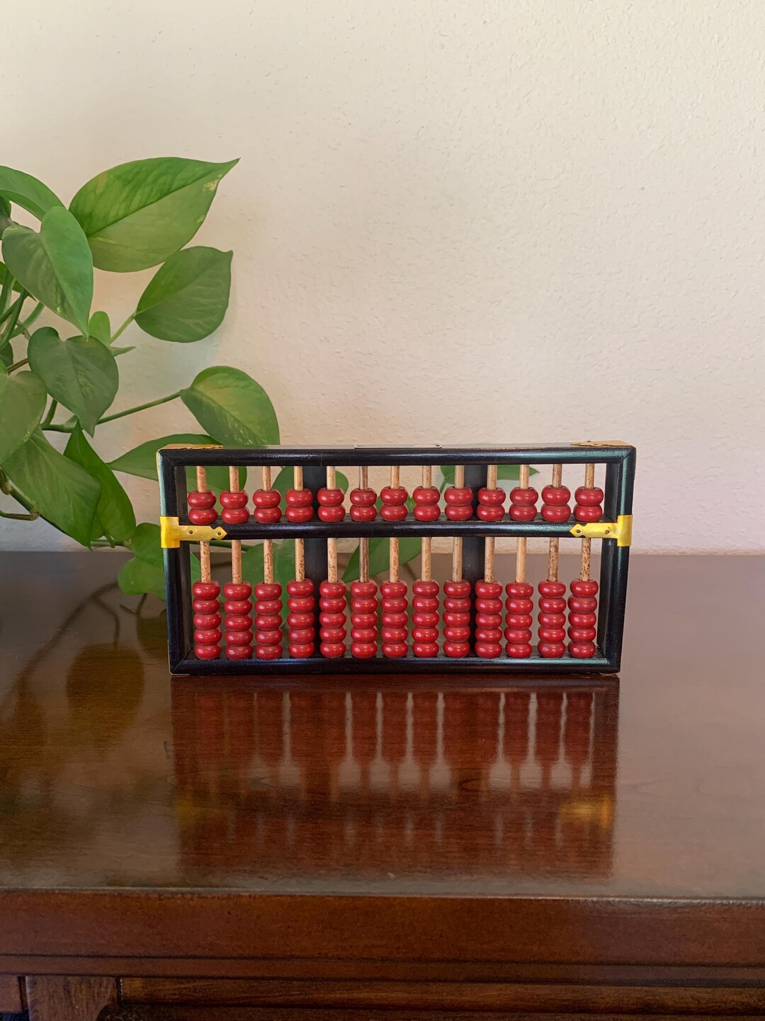 Vintage Chinese Abacus – Lotus-flower Brand Red Bead Suanpan - Etsy