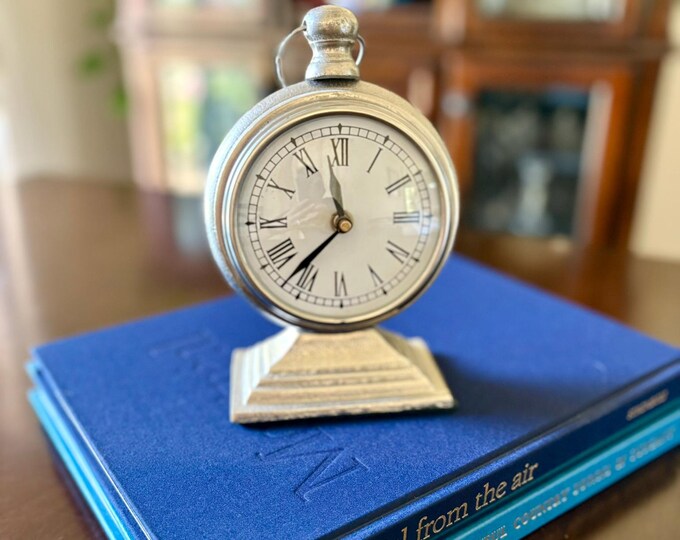 Pewter-style Pocket Watch Shaped Mantel Desk Clock - Etsy