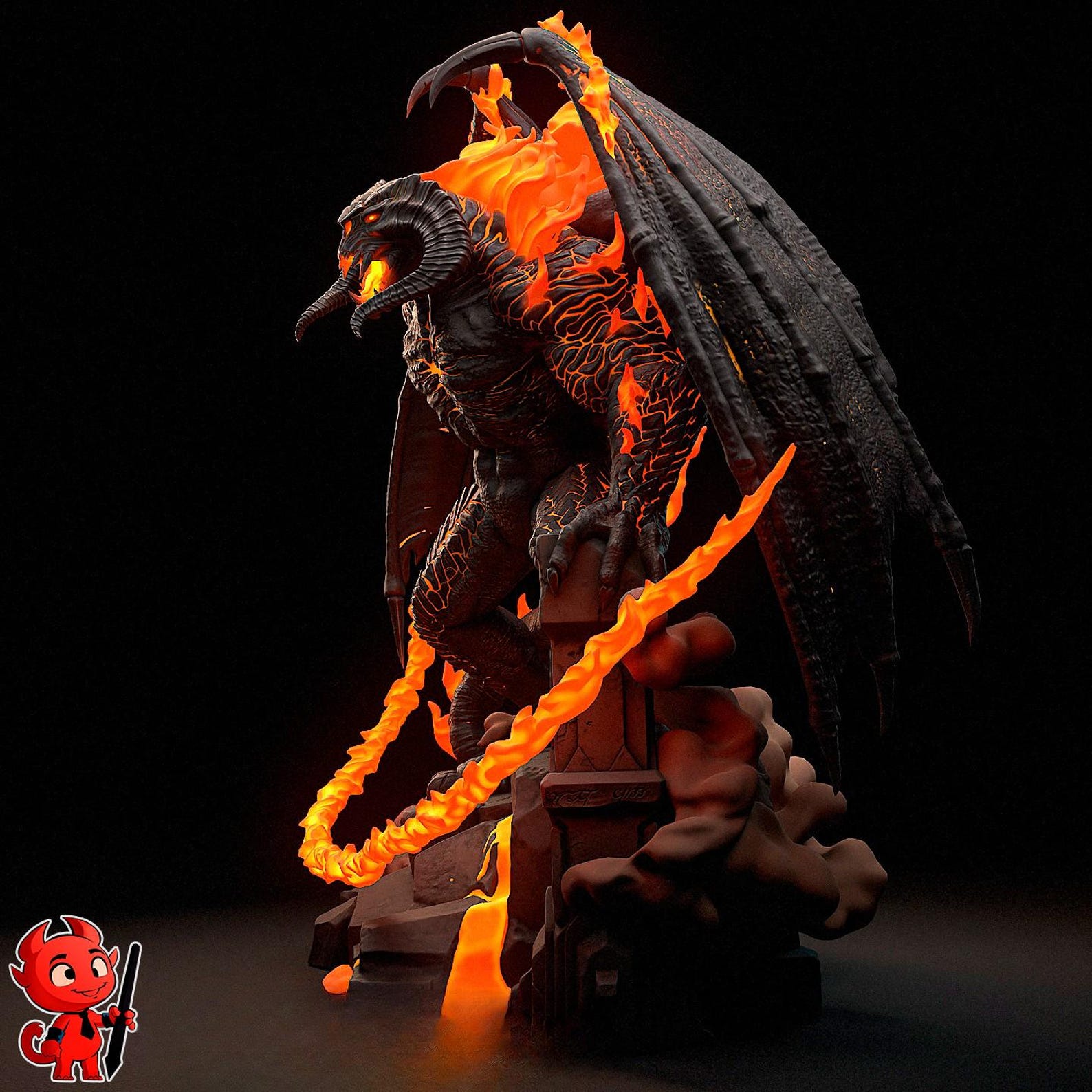 Balrog 3D Model STL File Lord of the Rings Demon of Shadow Fantasy ...