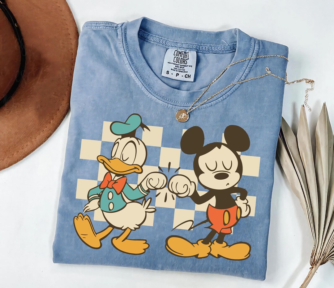 Retro Checkered Mickey Mouse and Donald Duck Fist Bump Comfort Colors ...