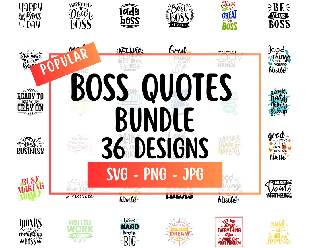 Boss Quotes SVG Bundle | Motivational Work Quotes, Girl Boss Sayings ...