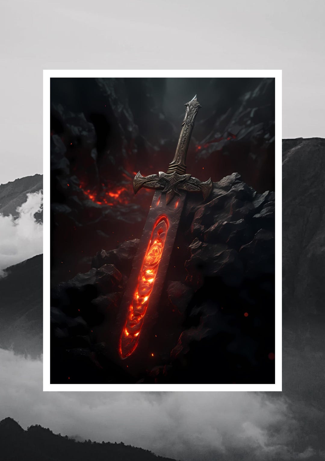 Fantasy Fire Sword Art | Digital Download | Magic Weapon Art | Fire ...